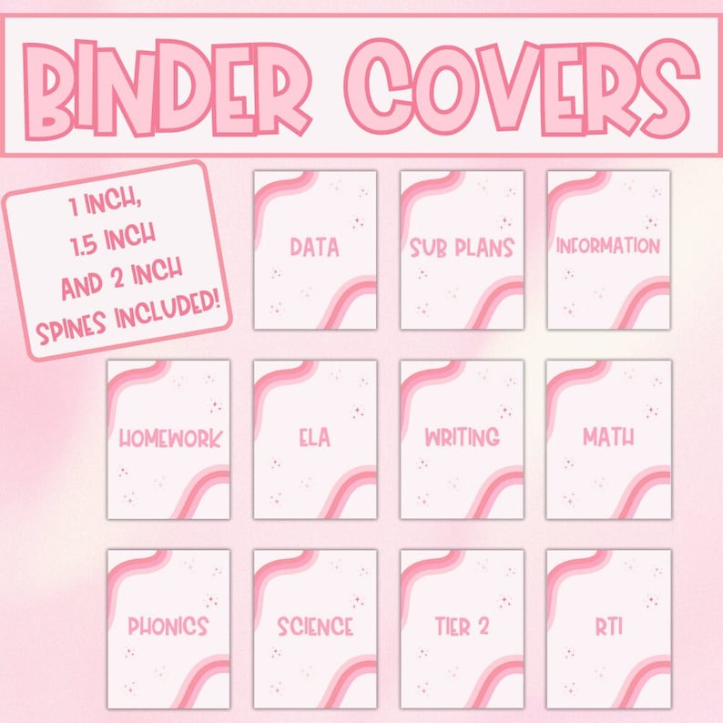 Teacher Preppy Pink Variety Binder Covers and Spines Printable, Fun ...