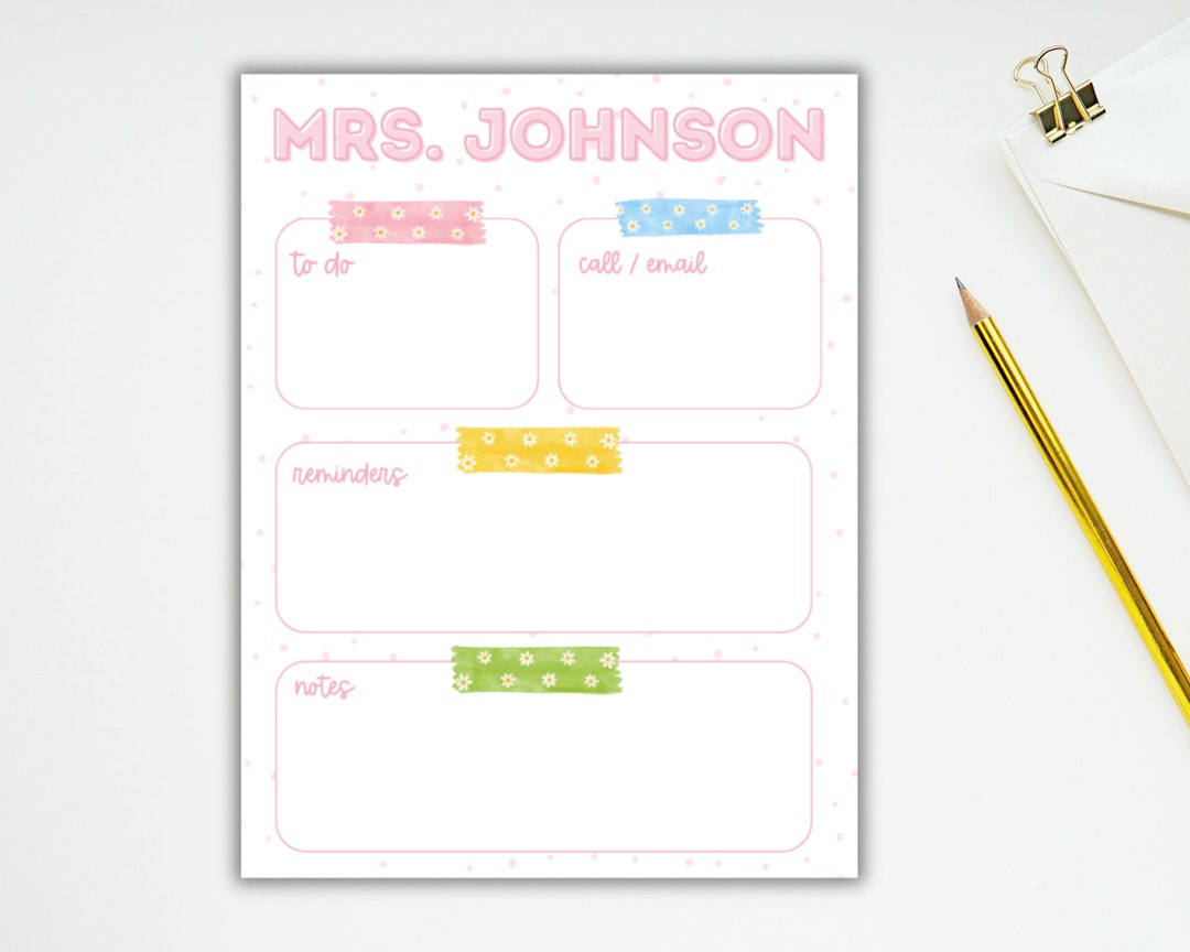 Teacher Checklist Notepad, Teacher Gift Idea, Personalized Teacher ...