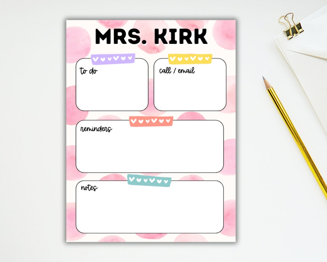 Teacher Checklist Notepad, Teacher Gift Idea, Personalized Teacher ...