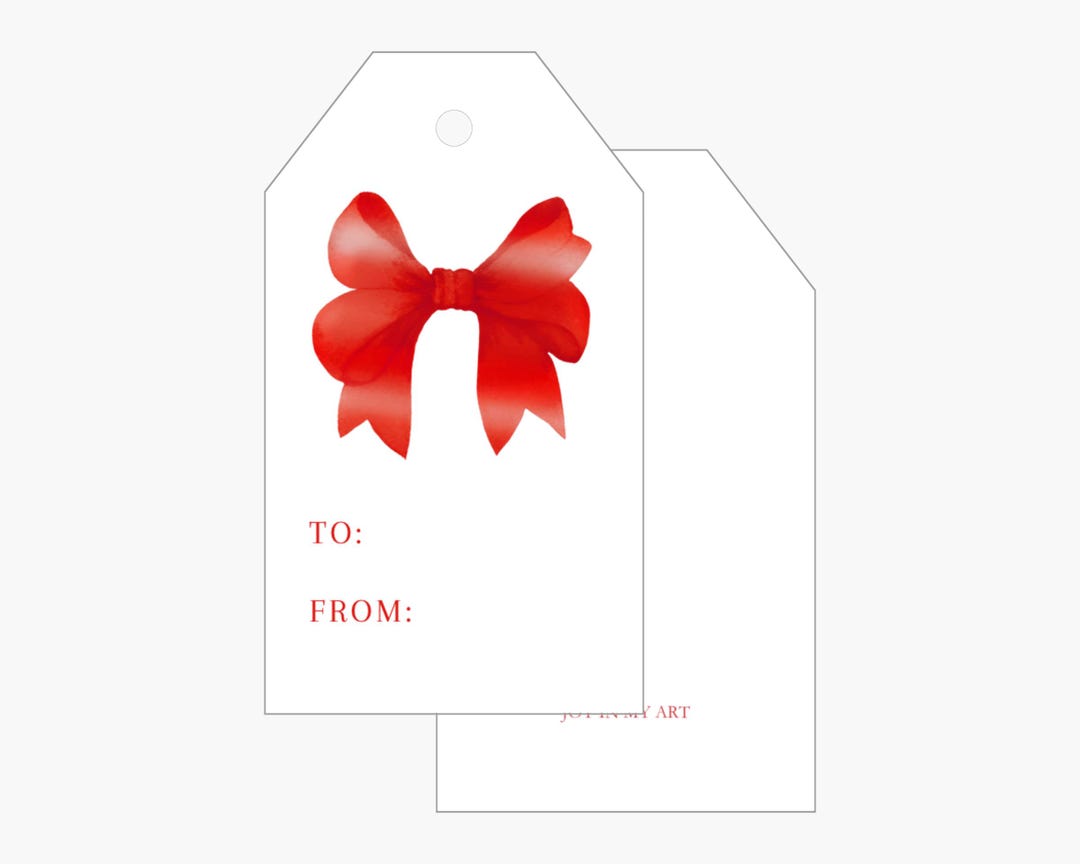 Christmas Gift Tag Red Bow Classic Card for Gift Giving, Grand ...