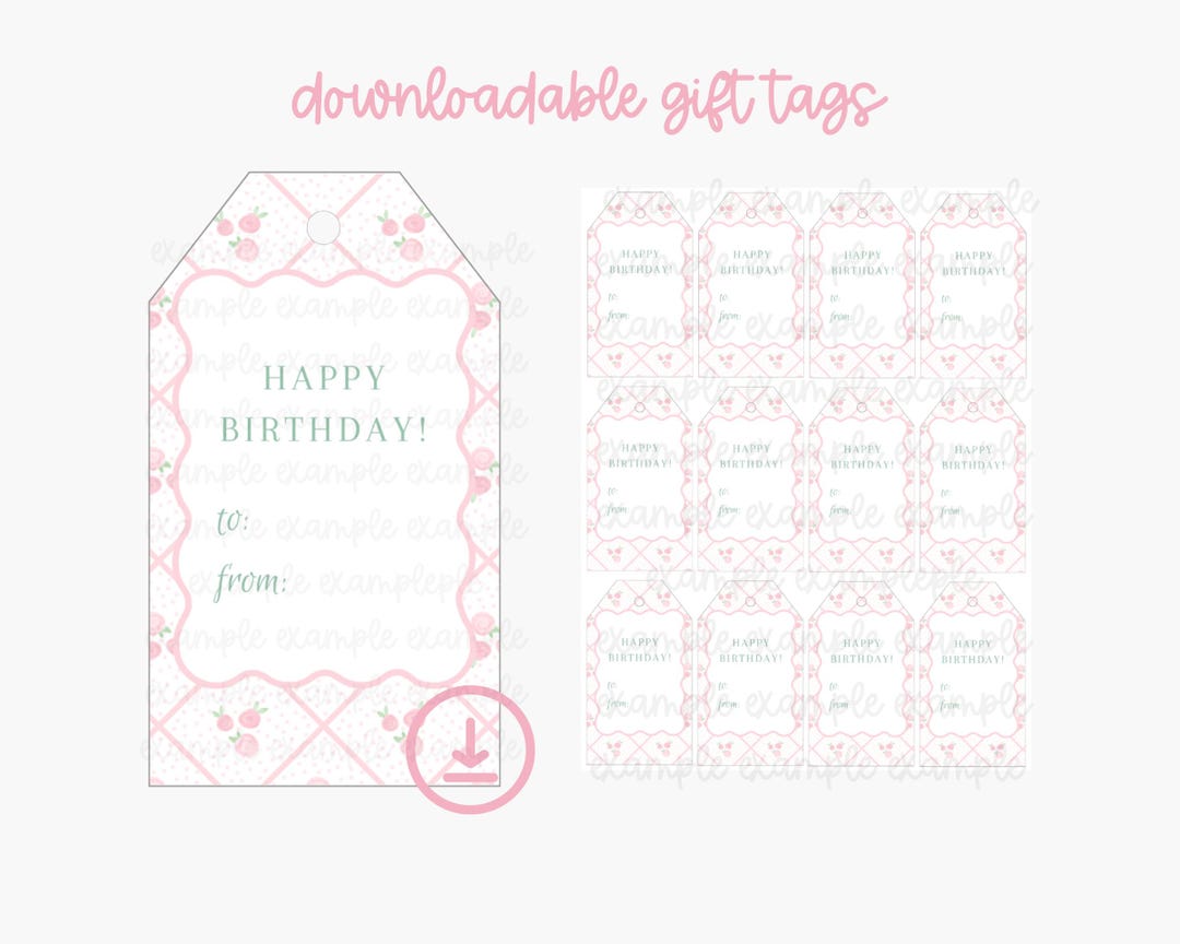 Happy Birthday Gift Tags Printable | Print at Home | Bow Downloadable ...