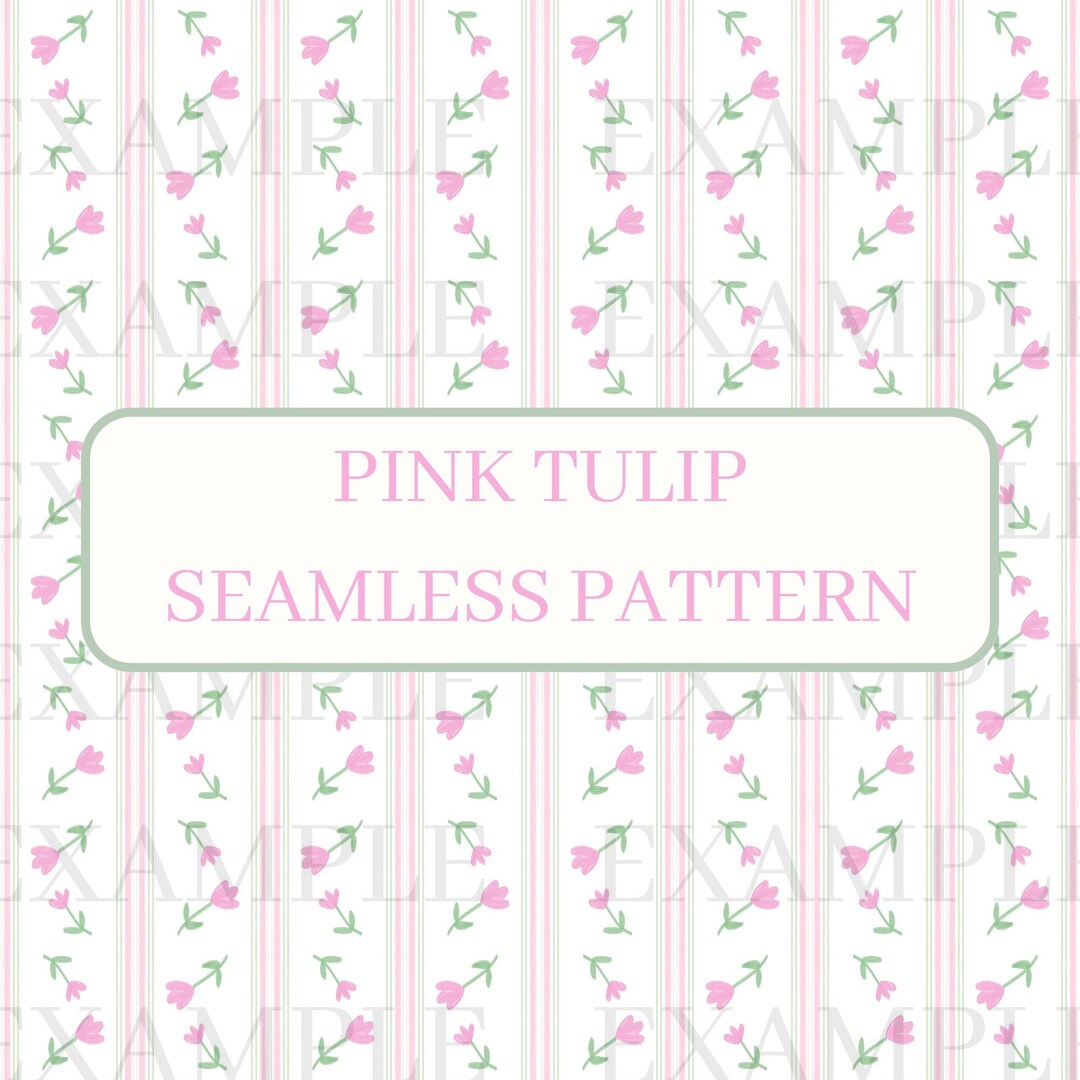 Pink Tulip Preppy Seamless Pattern, 90's Cottage Style, Grand ...