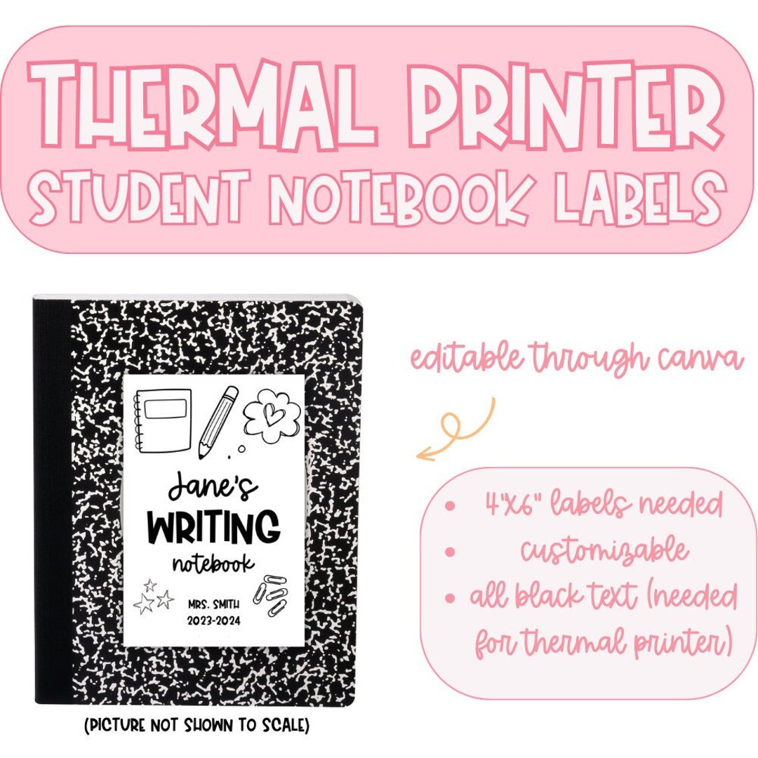 Thermal Printer Teacher Template: Writer's Notebook Stickers (4x6 ...
