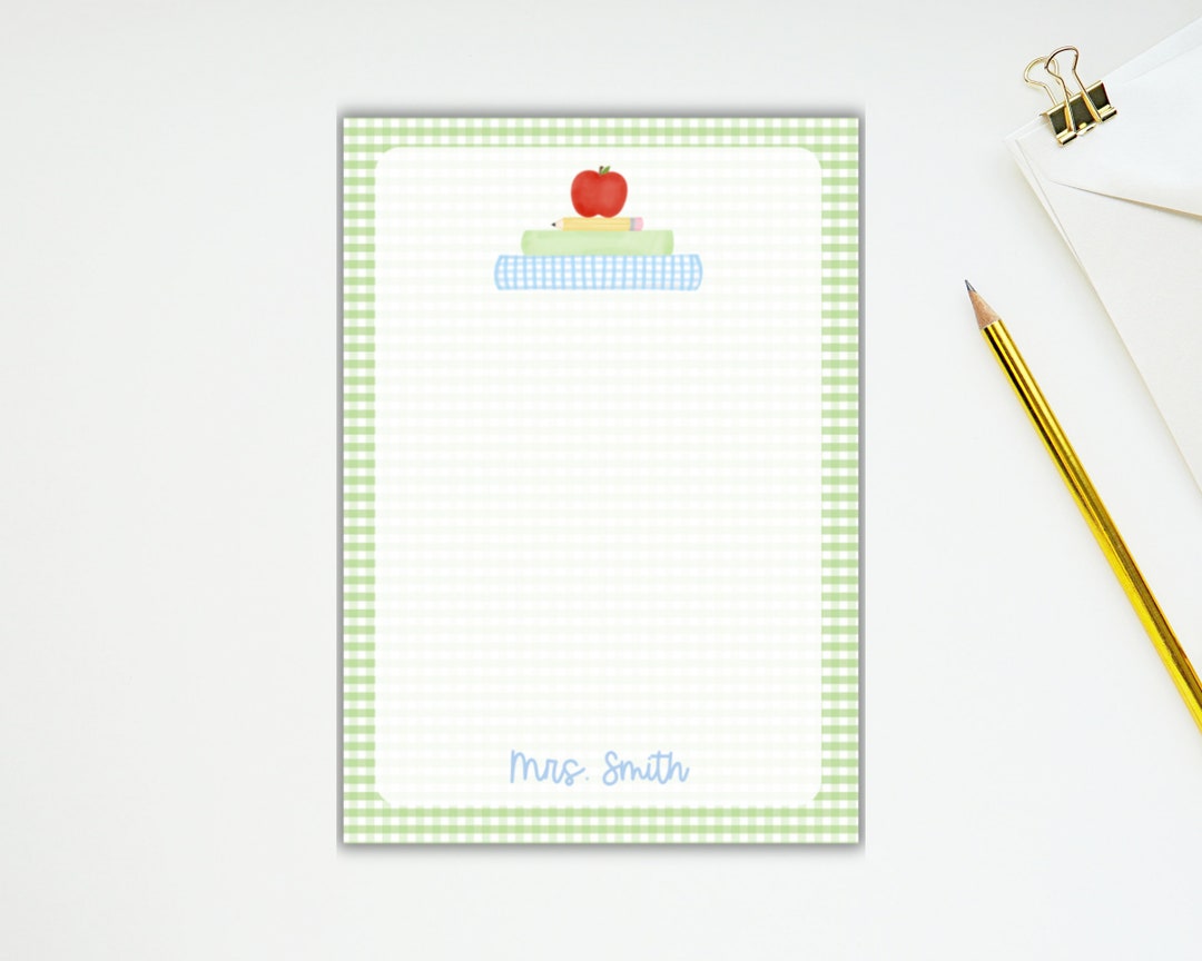 Personalized Teacher Notepad, 5x7 School Pink Books Notepad, Teacher ...