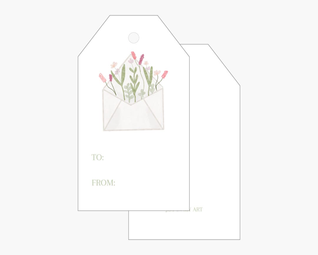 Floral Flowers Letter Gift Tag Enclosure Card Sticker for Gift Giving ...