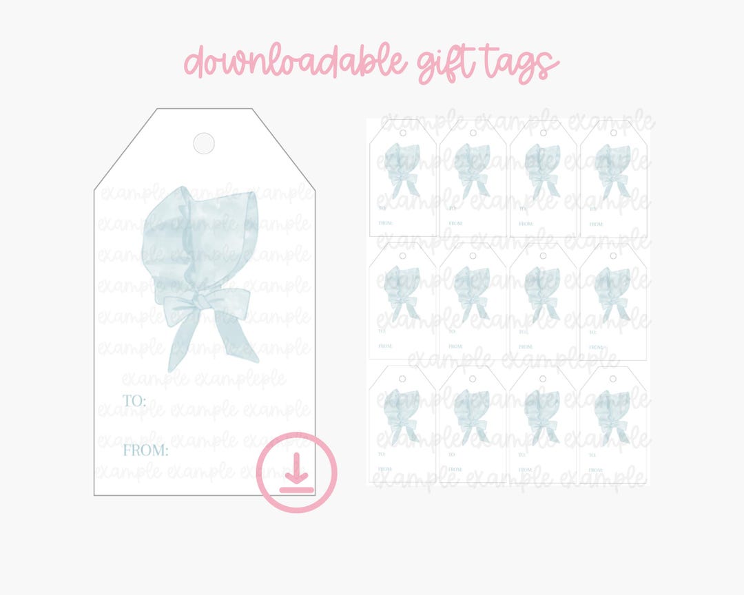 Baby Shower Boy Gift Tags Printable | Print at Home | Bow Downloadable ...