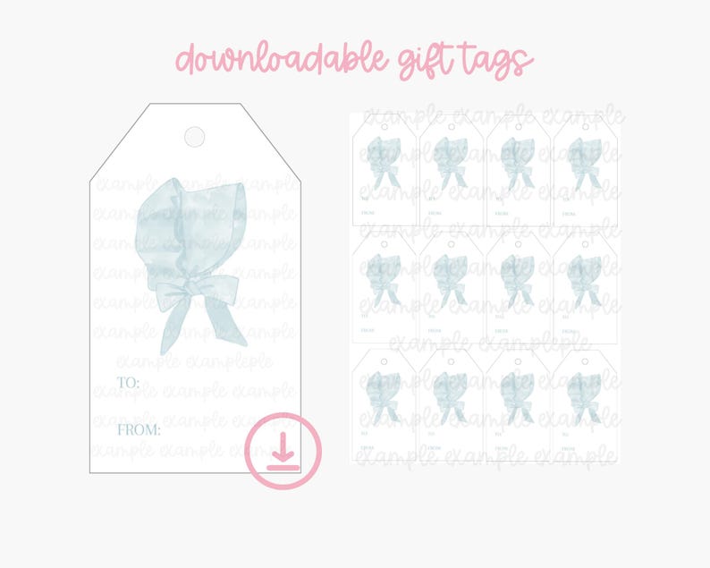 Baby Shower Boy Gift Tags Printable | Print at Home | Bow Downloadable ...