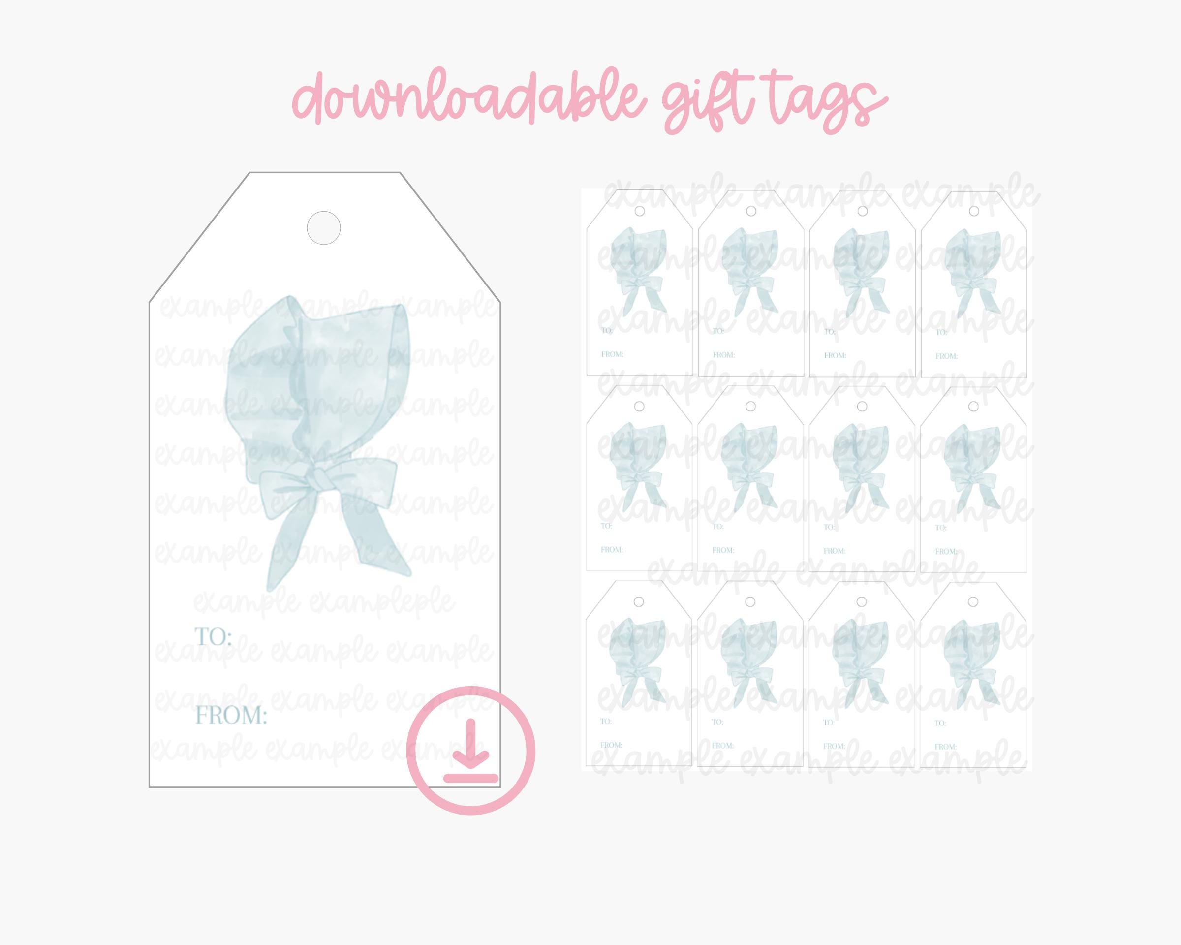 Baby Shower Boy Gift Tags Printable | Print at Home | Bow Downloadable ...