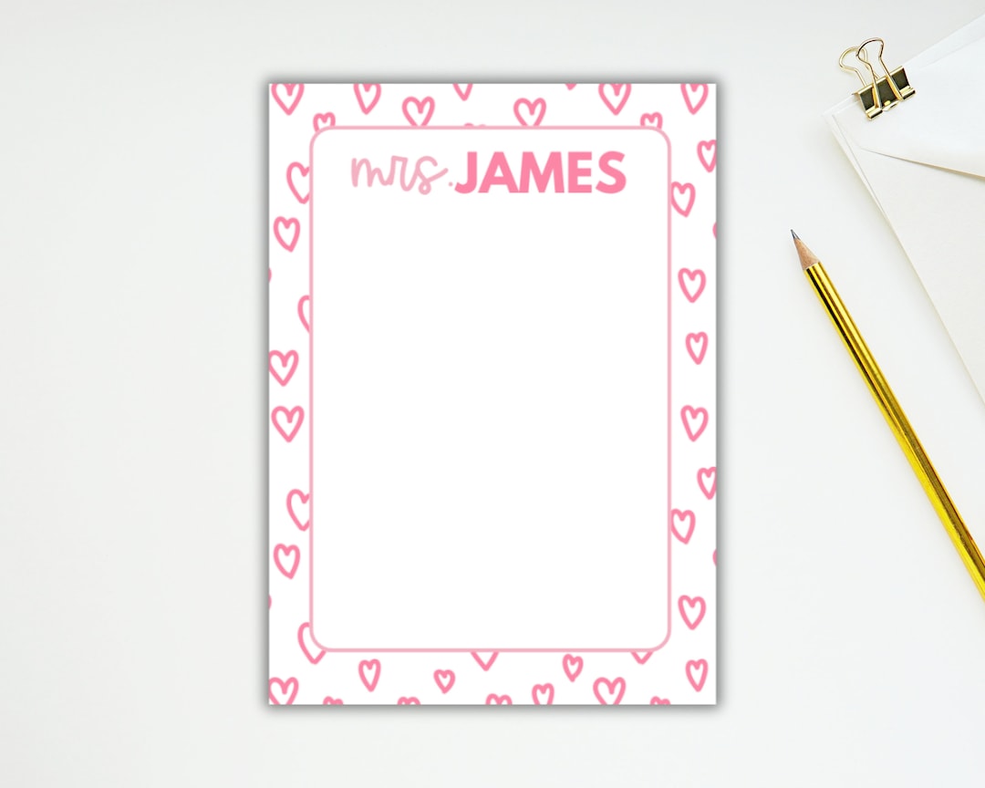 Personalized Valentine's Day Notepad, Preppy Note Taking, Notepad for ...