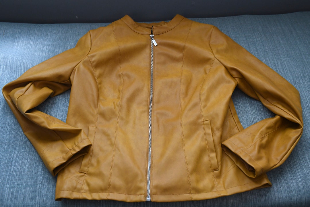 Mustard Leather Like Lined Jacket Petite Large - Etsy