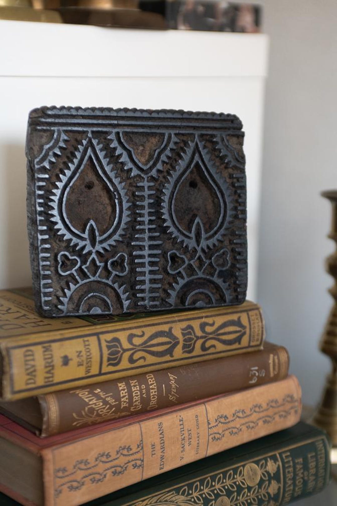 Victorian Indian Paisley Woodblock Block Printing 5" Textile Decor ...