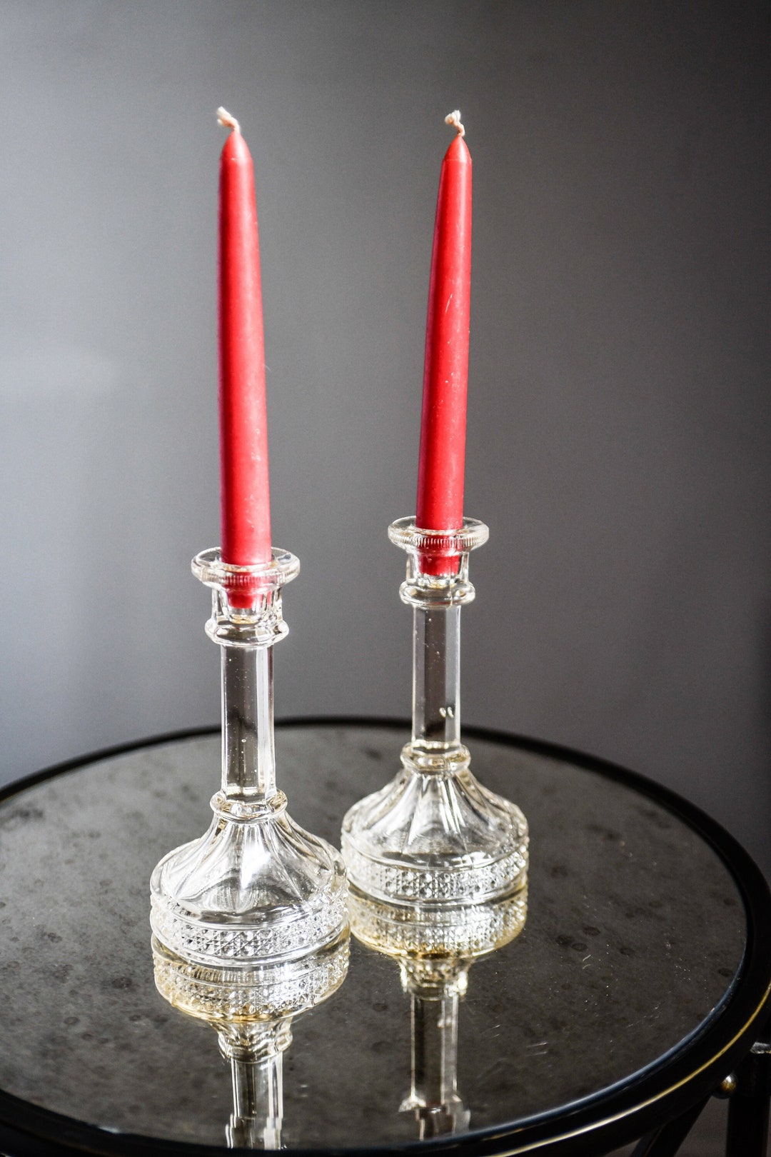 1920s Imperial Pattern 671 Pair of Fluted Glass Candlesticks Regency ...