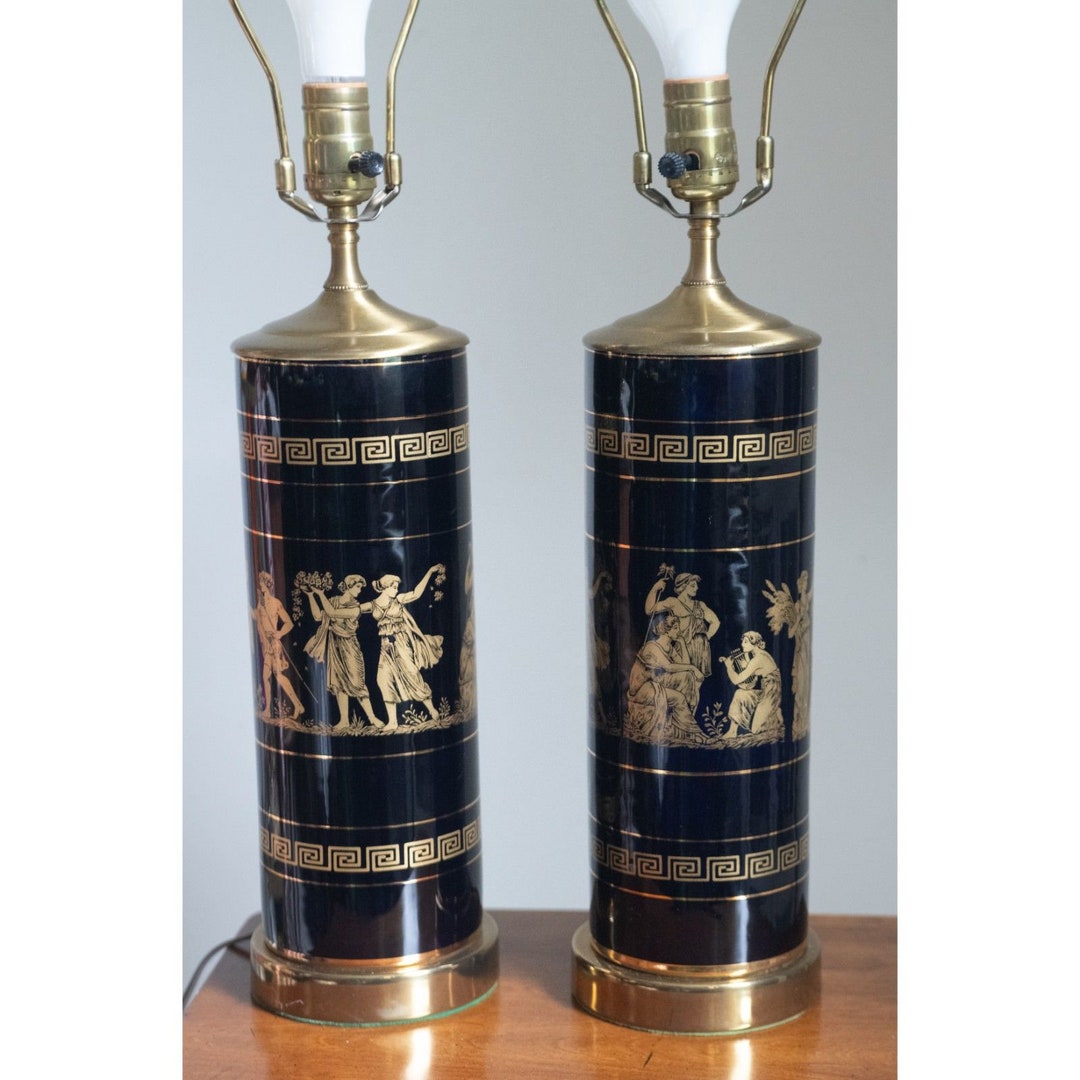 Pair of MCM Greek Handpainted Rhodos Dakas 24k Etruscan Classical Theme ...