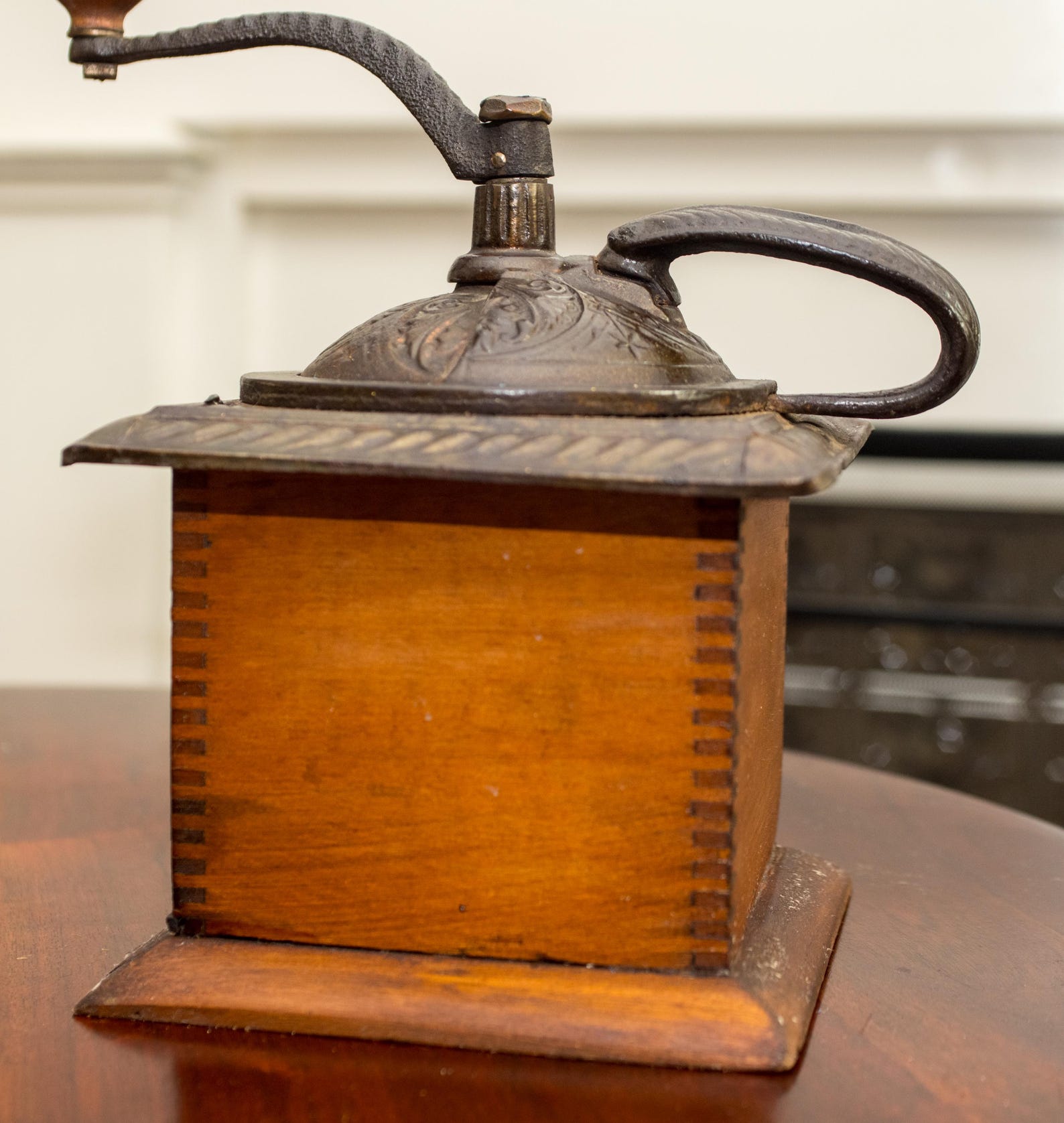 Primitive Embossed Wooden Coffee Grinder With Drawer and Handle Rustic ...