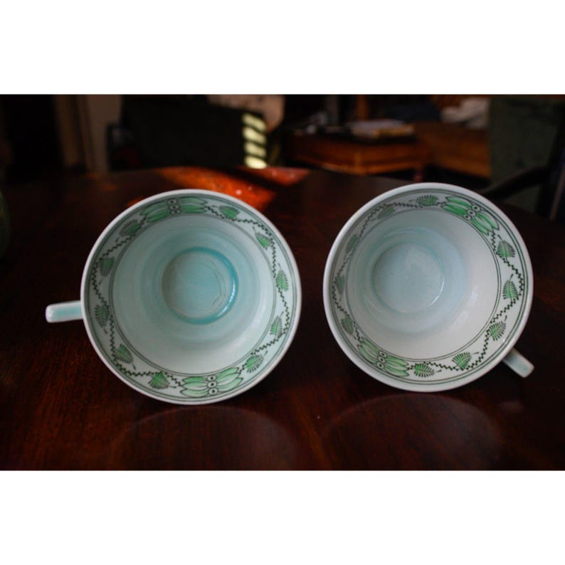 Paar ADAMS Wedgwood Ironstone Calyx Ware chinesischen Garten Teetassen ...