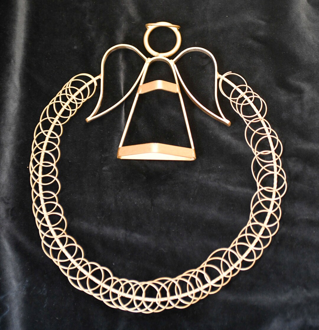 Gold Metal Angel Round Christmas Wreath Hanging Holiday Decor - Etsy