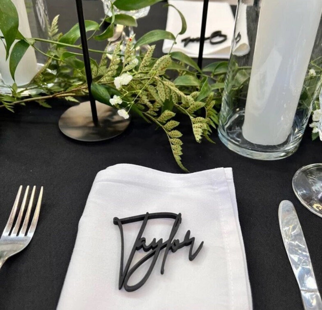 Personalized Wooden Place Cards , Name Plates for Wedding , Gold Wood ...