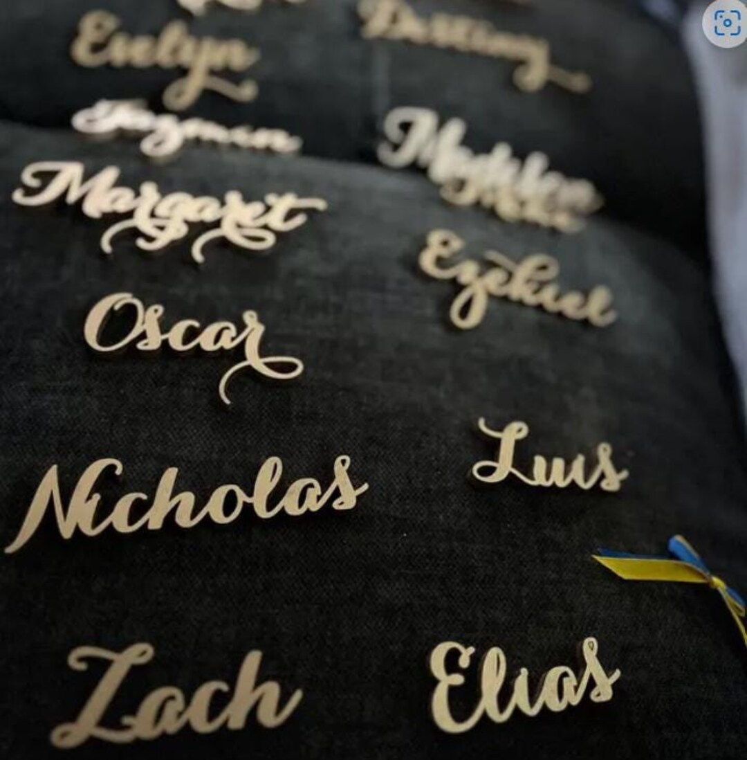 Personalized Wooden Place Cards , Name Plates for Wedding , Gold Wood ...