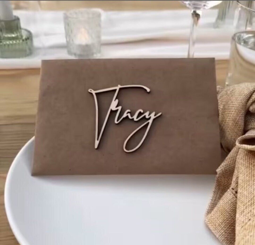 Personalized Wooden Place Cards , Name Plates for Wedding , Gold Wood ...