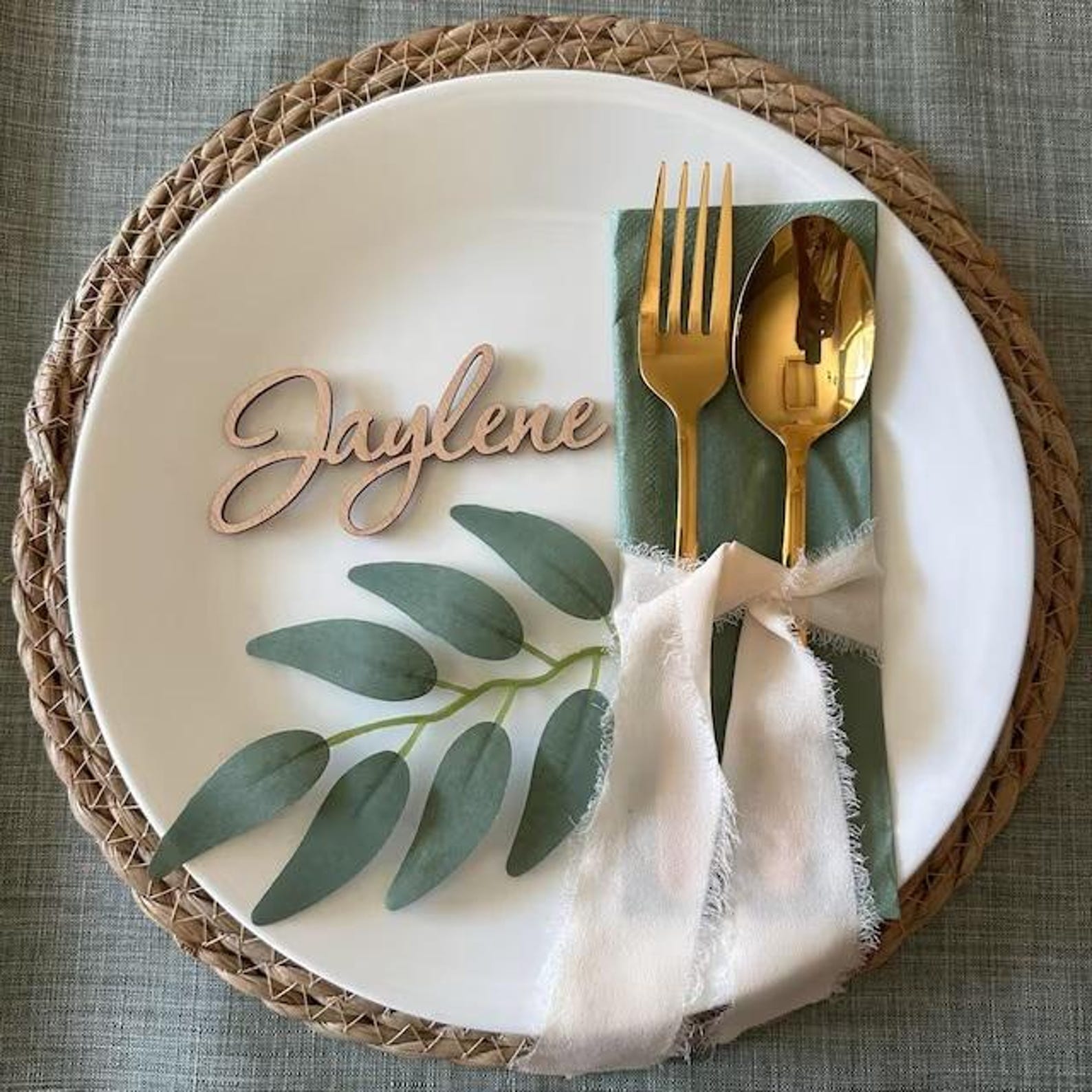 Personalized Wooden Place Cards , Name Plates for Wedding , Gold Wood ...