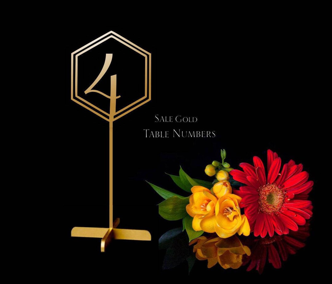 Table Numbers .gold Table Numbers. Hexagon Table Numbers .wedding Table ...