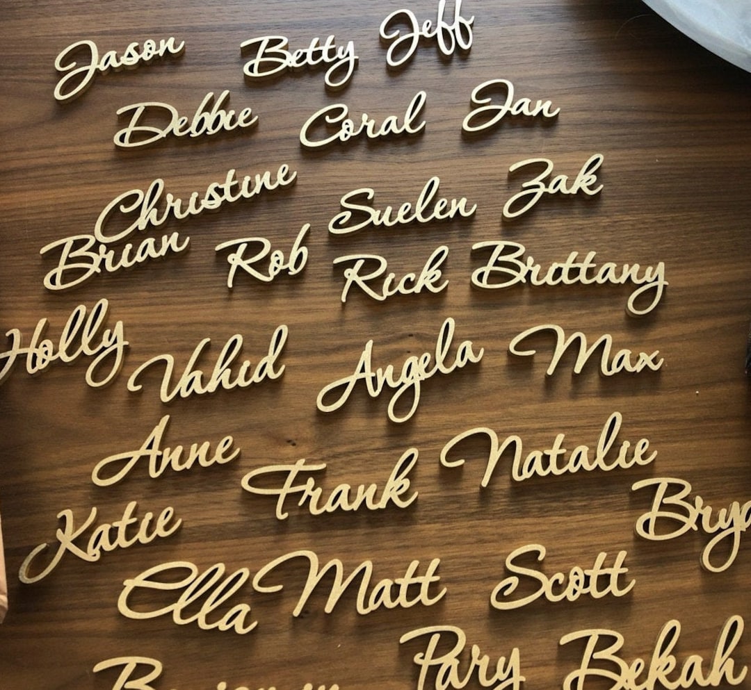 Personalized Wooden Place Cards , Name Plates for Wedding , Gold Wood ...