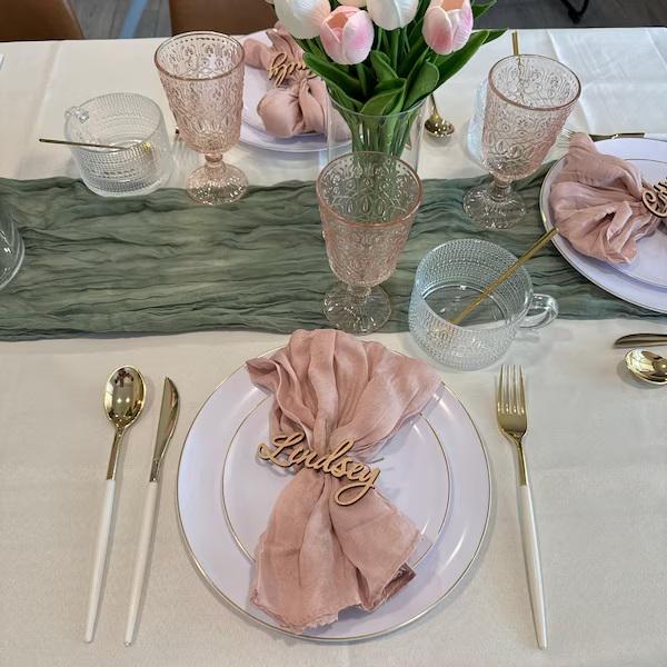 Personalized Wooden Place Cards , Name Plates for Wedding , Gold Wood ...