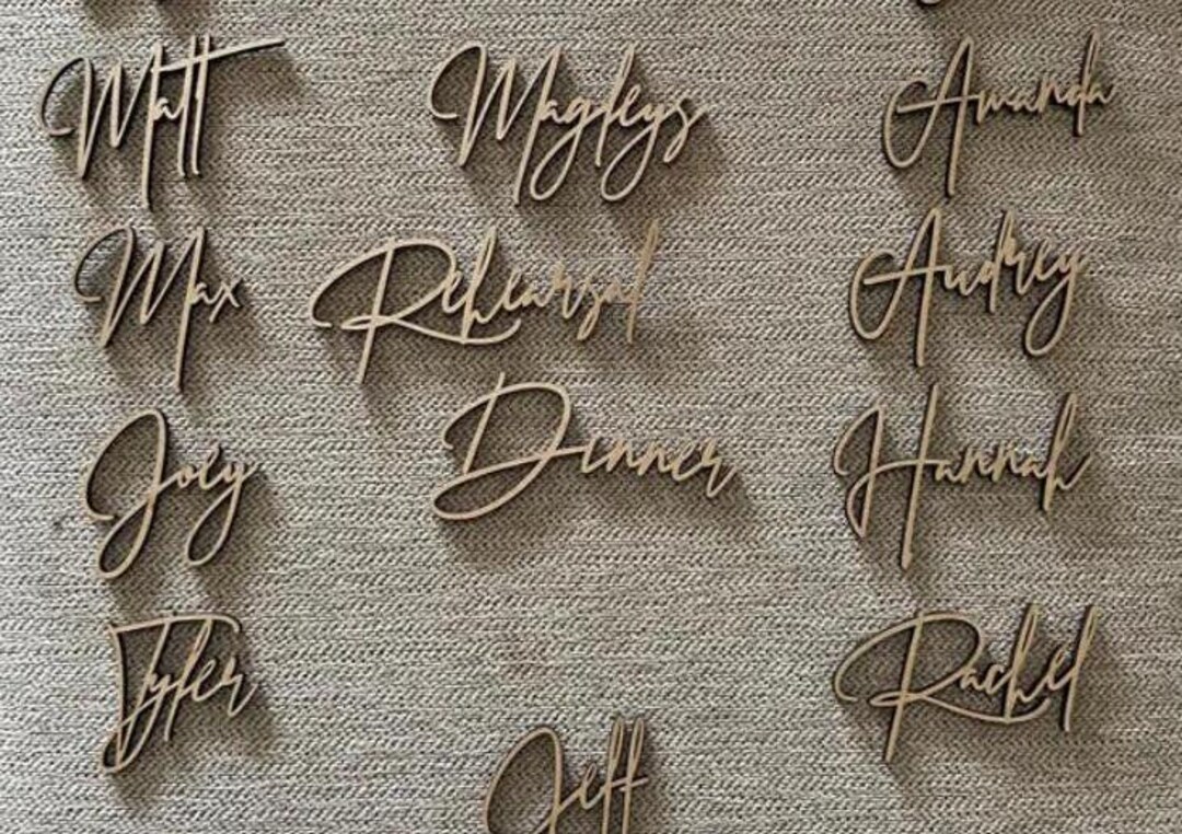 Personalized Wooden Place Cards , Name Plates for Wedding , Gold Wood ...