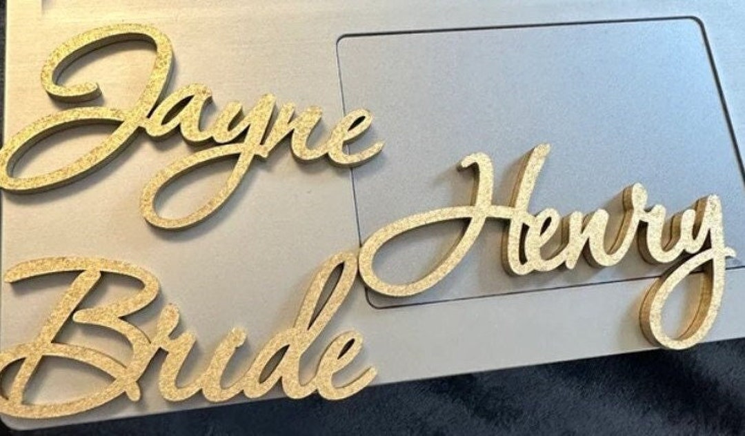 Personalized Wooden Place Cards , Name Plates for Wedding , Gold Wood ...