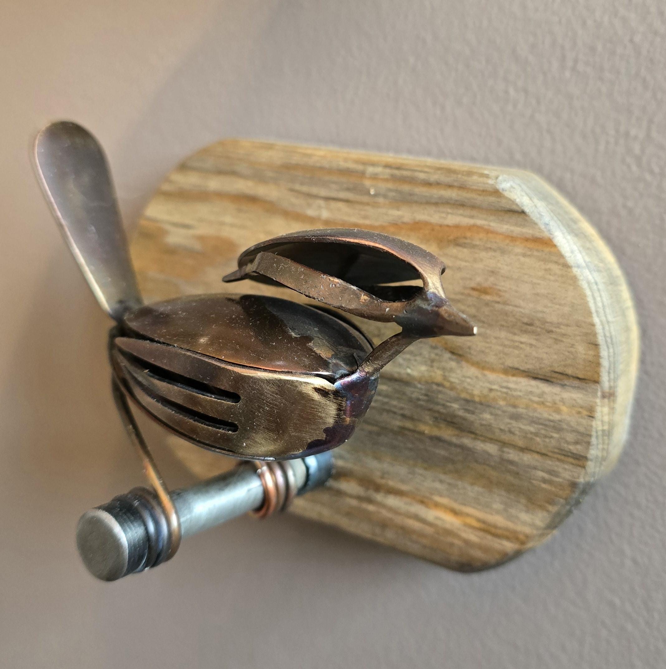 Metal Bird Sculpture on Perch, Mounted Bird #12 - Etsy