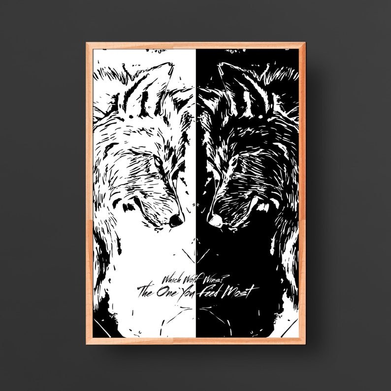 The Battle Within 2 Wolf Inspirational Art Cherokee Legend Two Wolves ...