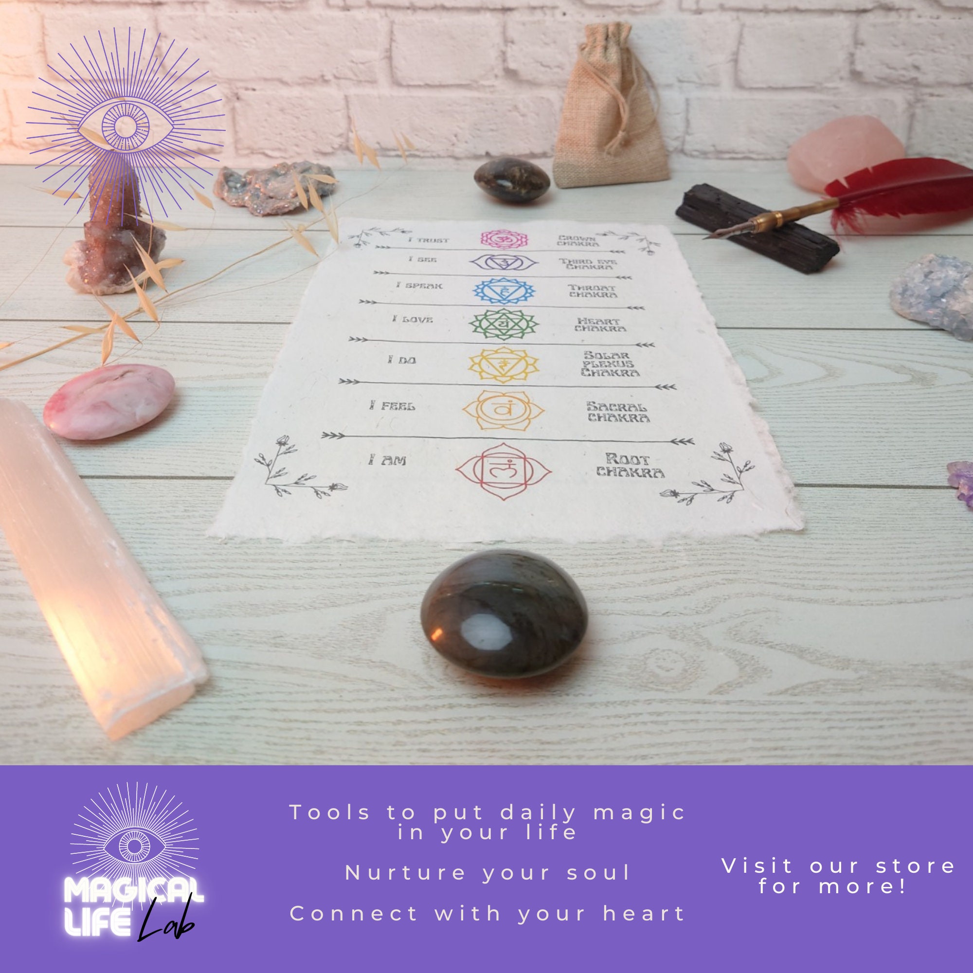Chakras Charm Casting Mat for Runes, Charms, Bones, Crystals ...