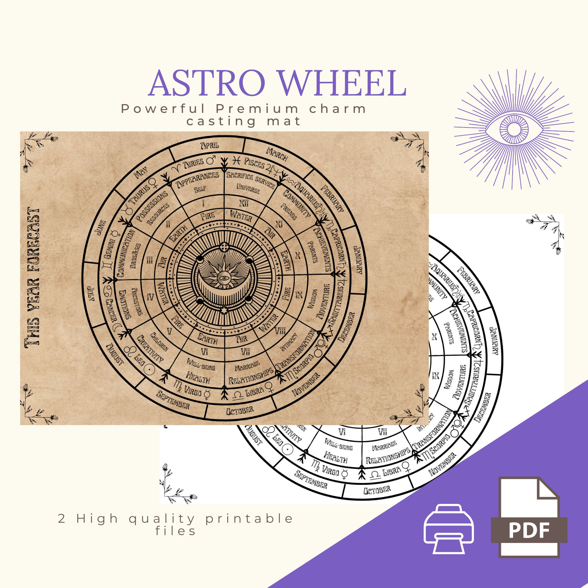 Charm Casting Mat ASTRO WHEEL for Charms Runes Bones Dice Lithomancy ...