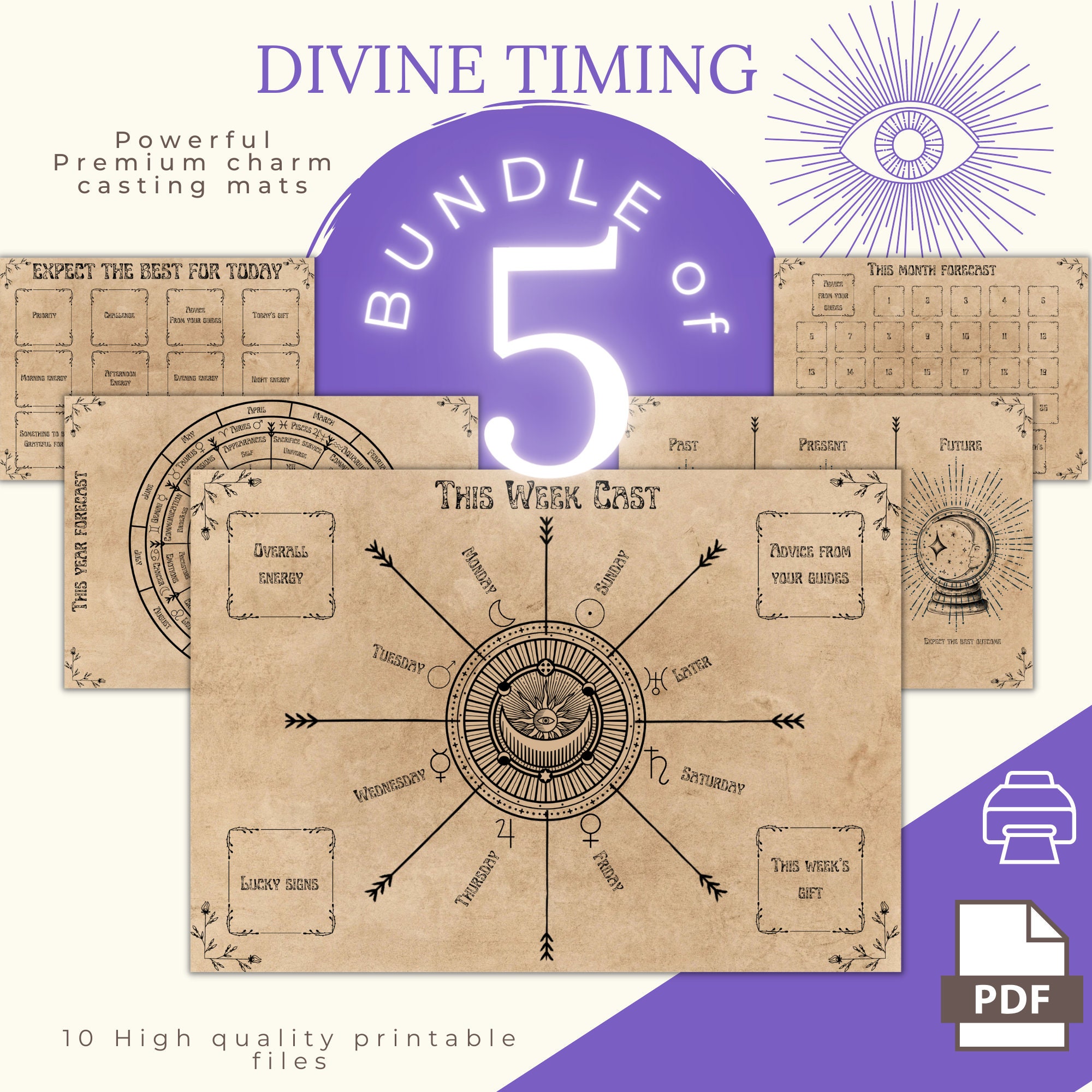 5 Charm Casting Boards Divine Timing for Runes, Charms, Dice, Tarot ...