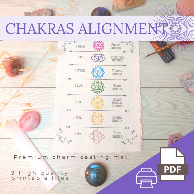 Chakras Charm Casting Mat for Runes, Charms, Bones, Crystals ...