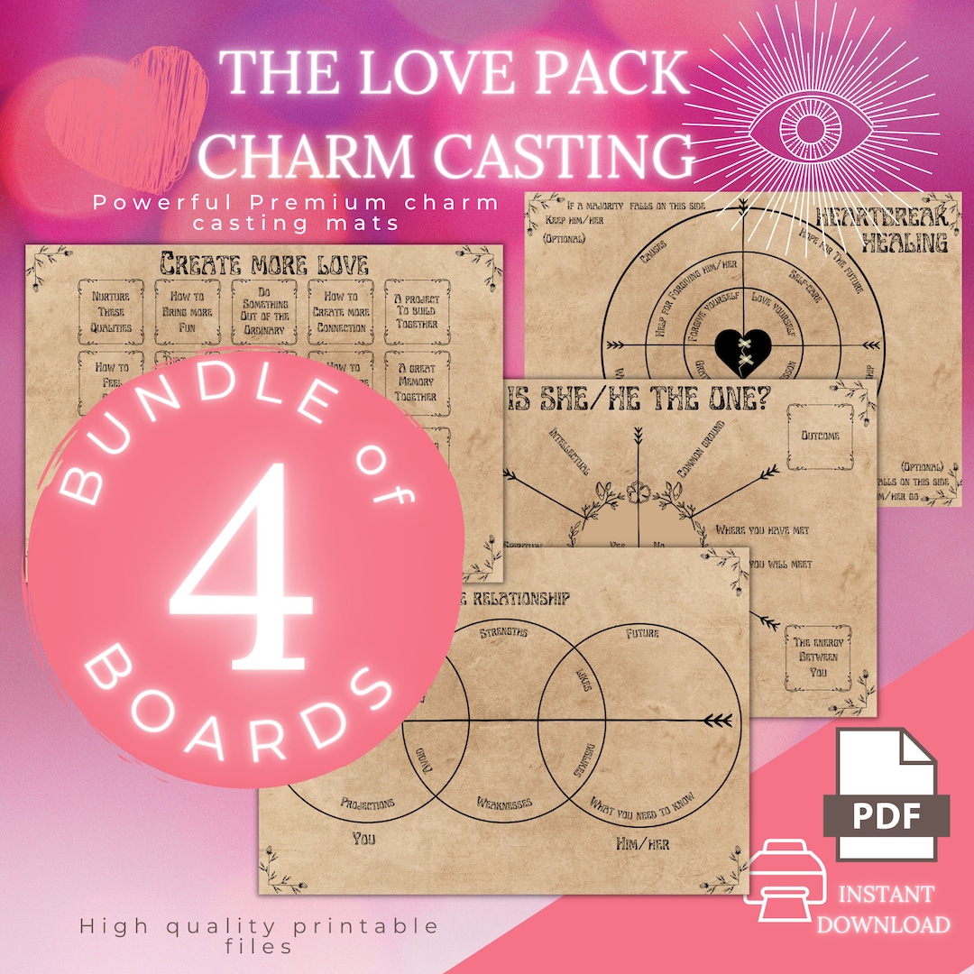 4 Charm Casting Mats THE LOVE PACK for Charms Runes Bones Dice ...