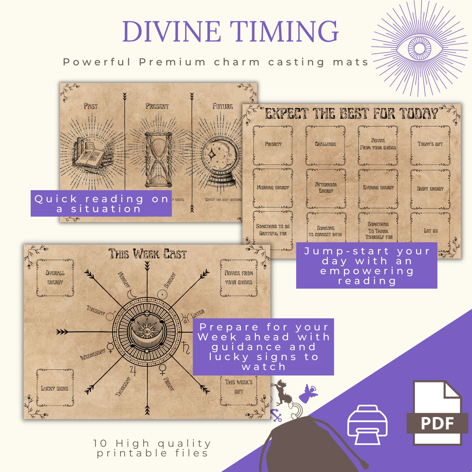 5 Charm Casting Boards Divine Timing for Runes, Charms, Dice, Tarot ...