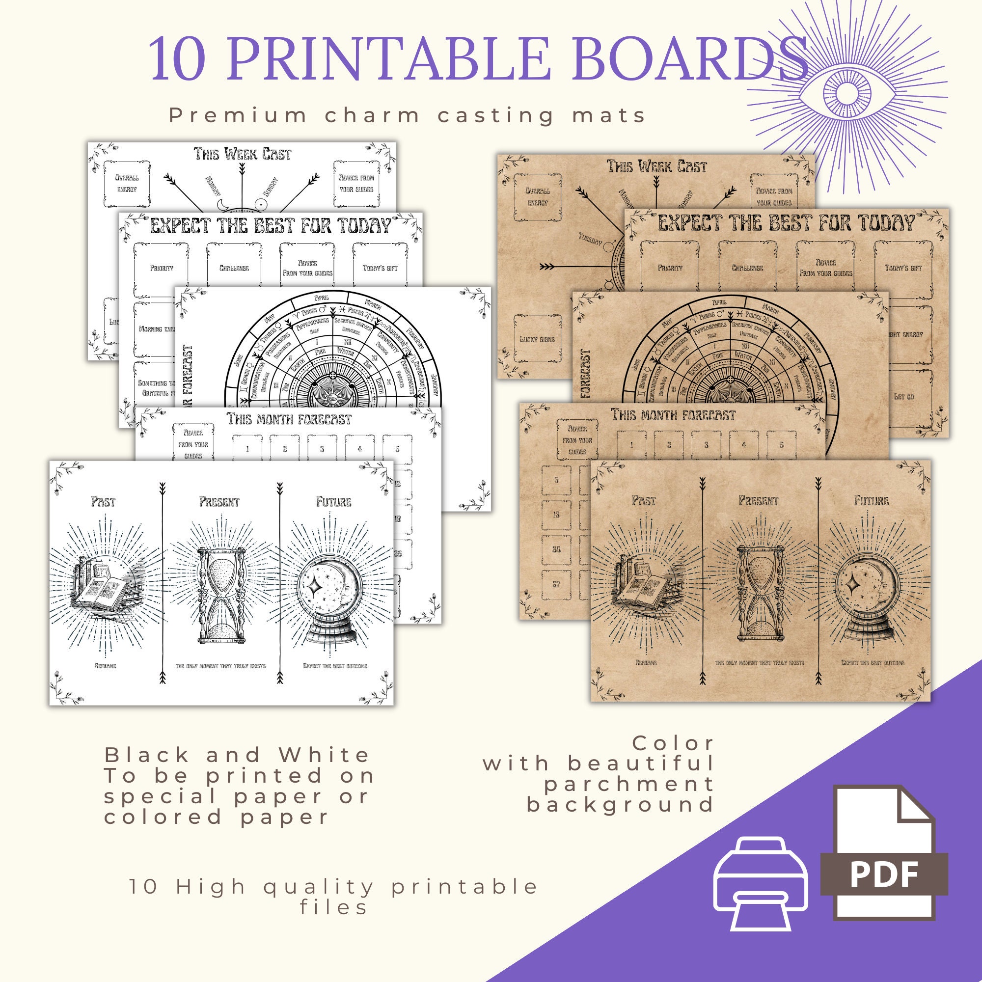 5 Charm Casting Boards Divine Timing for Runes, Charms, Dice, Tarot ...