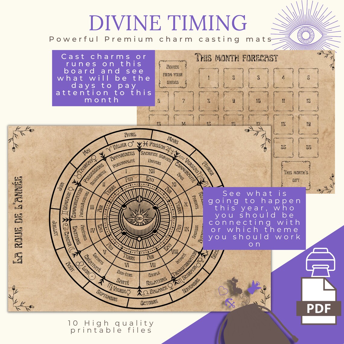 5 Charm Casting Boards Divine Timing for Runes, Charms, Dice, Tarot ...