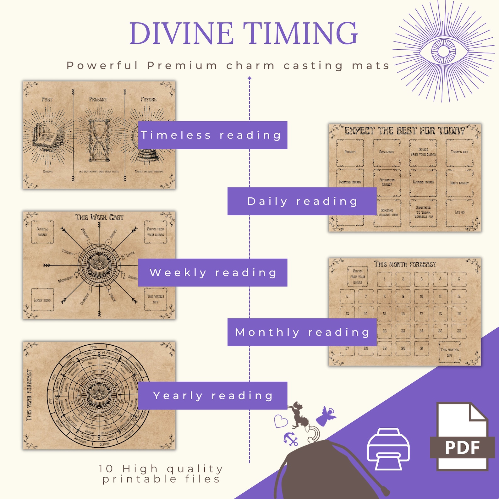 5 Charm Casting Boards Divine Timing for Runes, Charms, Dice, Tarot ...