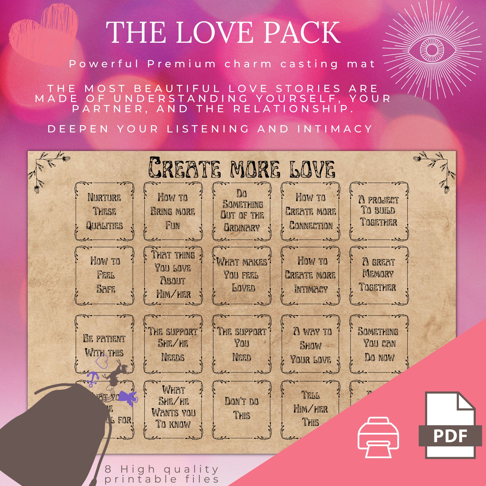 4 Charm Casting Mats THE LOVE PACK for Charms Runes Bones Dice - Etsy