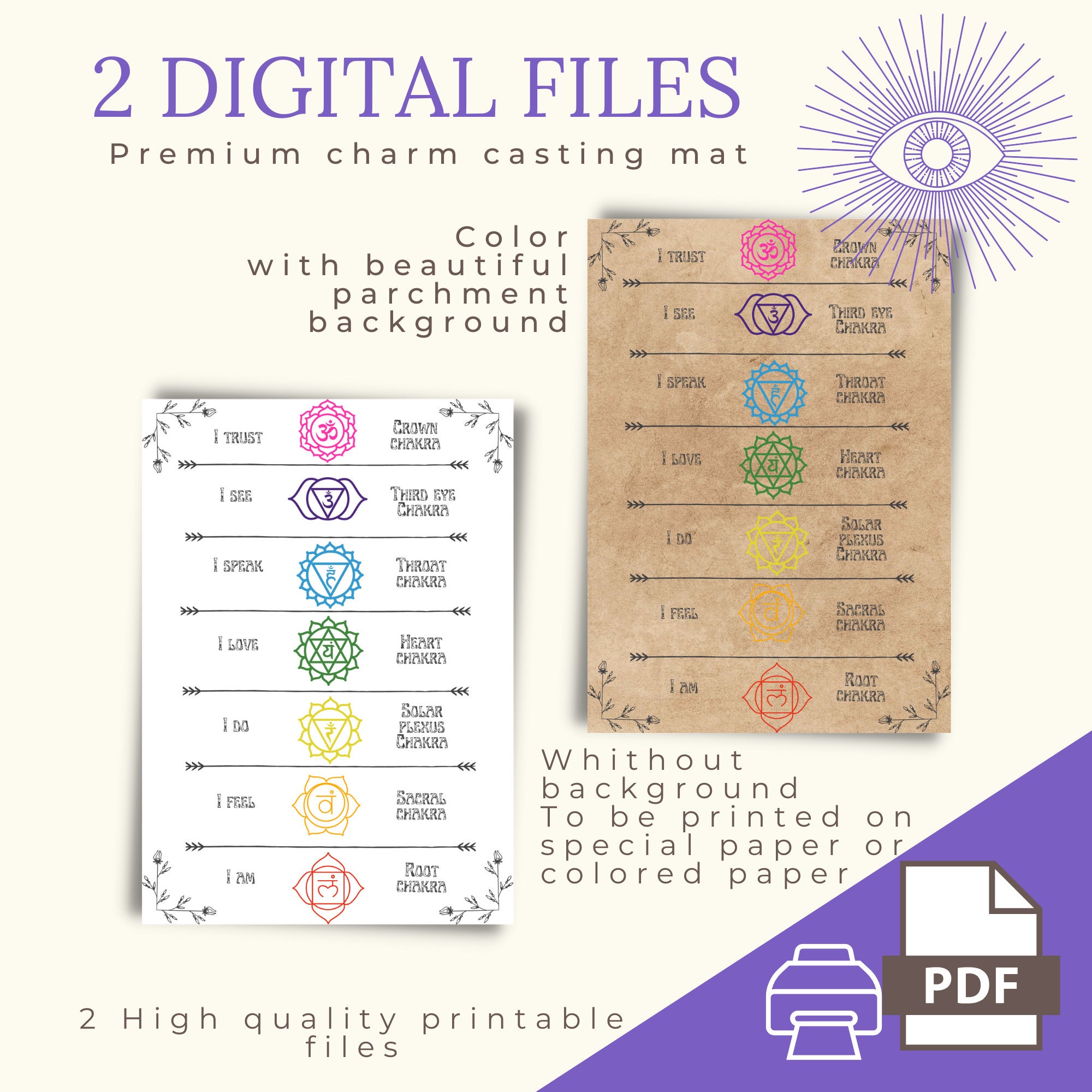 Chakras Charm Casting Mat for Runes, Charms, Bones, Crystals ...