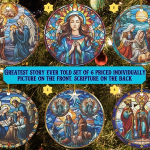 Porcelain Nativity Birth of Christ Christmas Story Ornaments, Stained ...