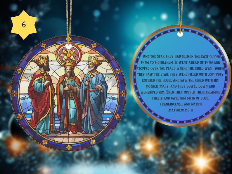 Porcelain Nativity Birth of Christ Christmas Story Ornaments, Stained ...