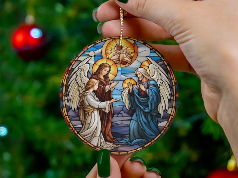 Porcelain Nativity Birth of Christ Christmas Story Ornaments, Stained ...