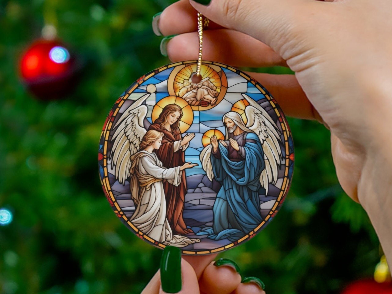 Porcelain Nativity Birth of Christ Christmas Story Ornaments, Stained ...
