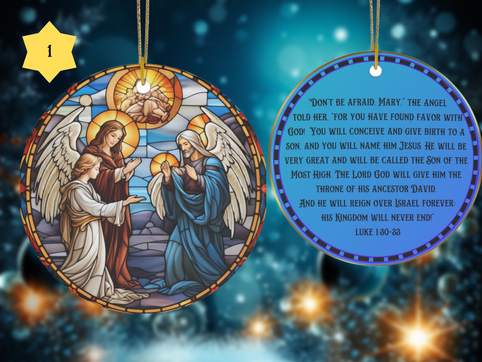 Porcelain Nativity Birth of Christ Christmas Story Ornaments, Stained ...