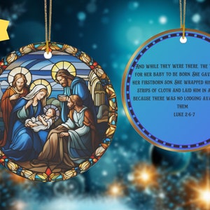 Porcelain Nativity Birth of Christ Christmas Story Ornaments, Stained ...