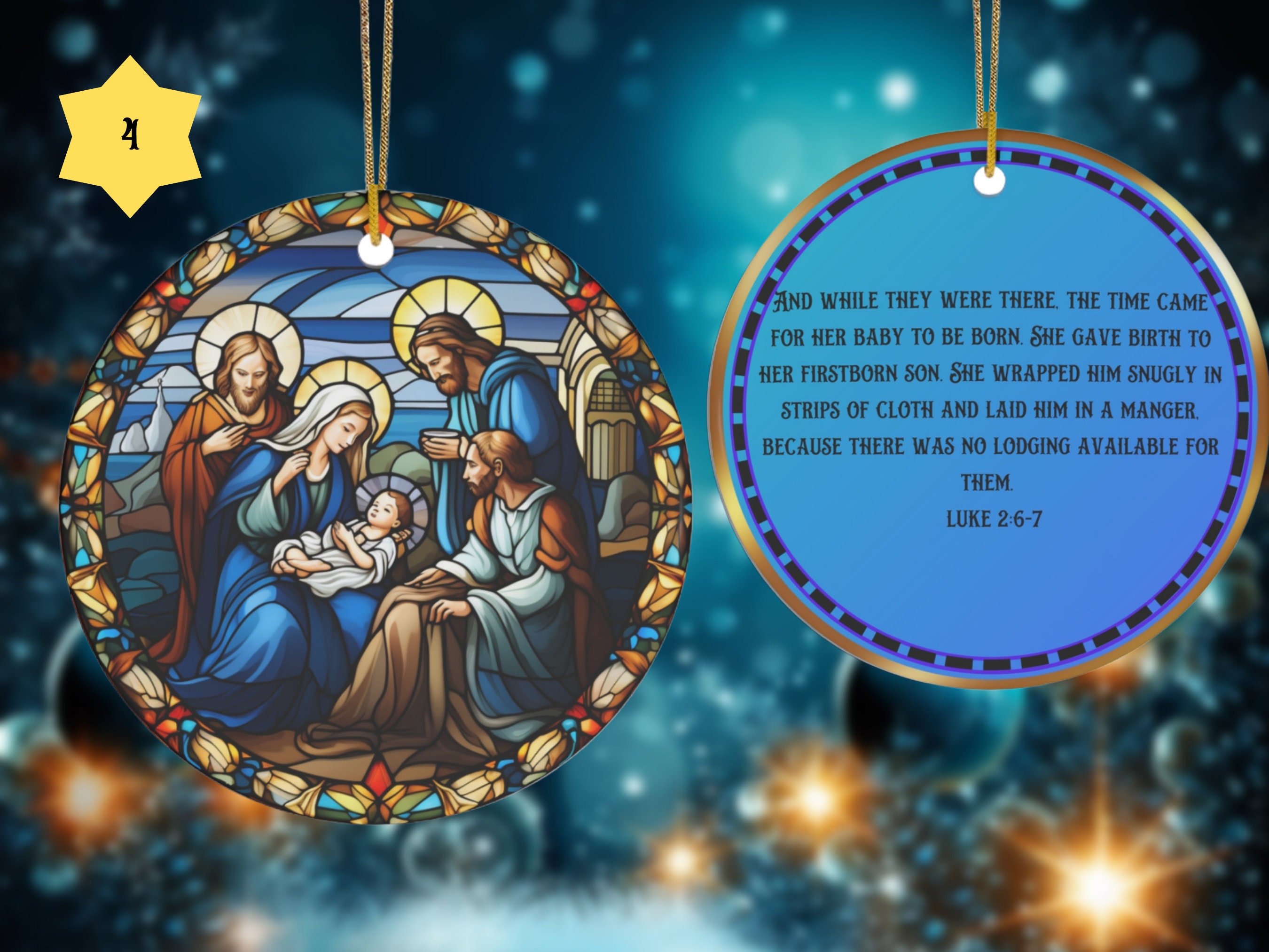 Porcelain Nativity Birth of Christ Christmas Story Ornaments, Stained ...