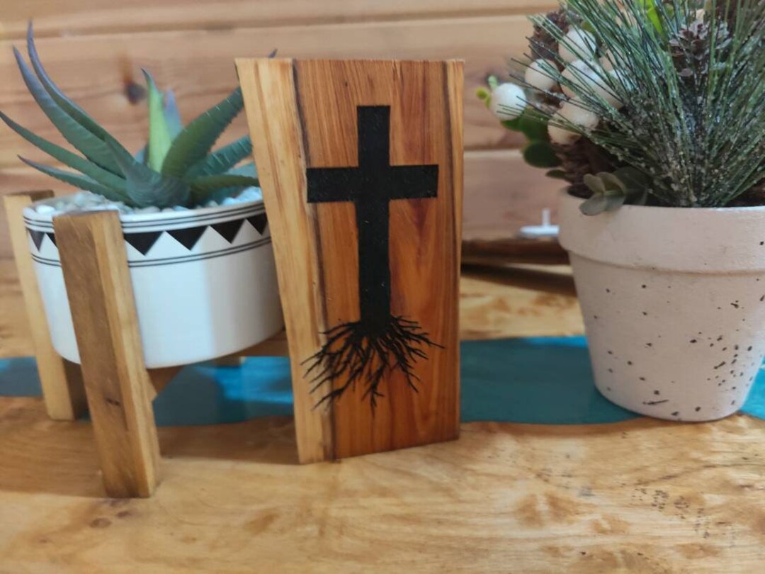 Cross - Minimalistic Oak Sign - Oak Plaque - Rustic Desk Art - Room ...